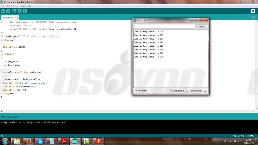 TMP36/2N3904 temperature sensor project « osoyoo.com