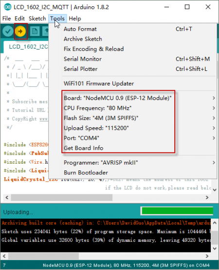 NodeMCU Lesson 15 — I2C 1602 LCD & MQTT « osoyoo.com