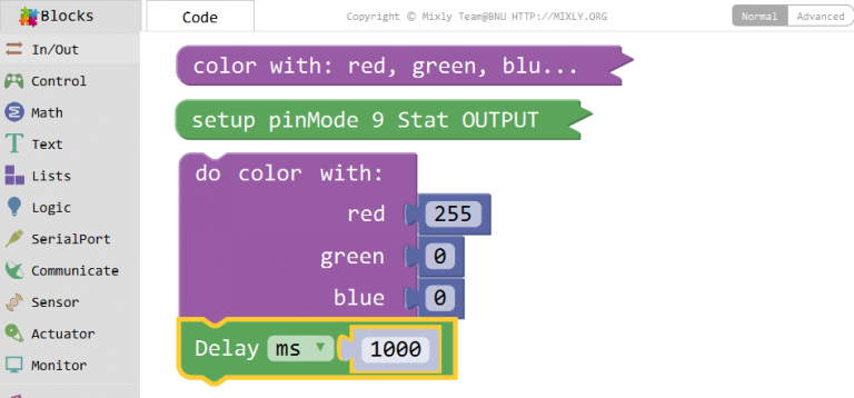 Graphical Programming Tutorial for Arduino – RGB LED « osoyoo.com