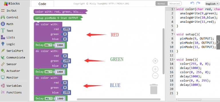 Graphical Programming Tutorial for Arduino – RGB LED « osoyoo.com