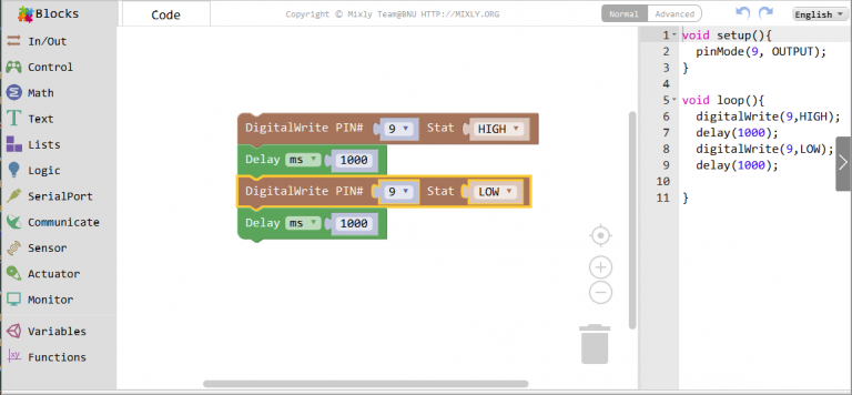 Graphical Programming Tutorial for Arduino – Control an LED « osoyoo.com